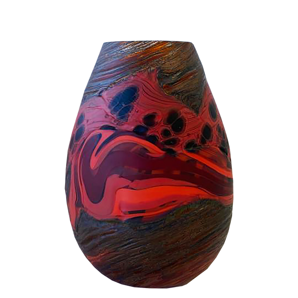 Fiery Mountain Dark Red Teardrop Regular | NZ Glass Art | Lava Glass