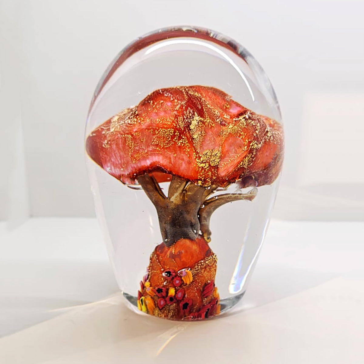 Golden Tree Paperweight | Collectable Glass Art | Lava Glass