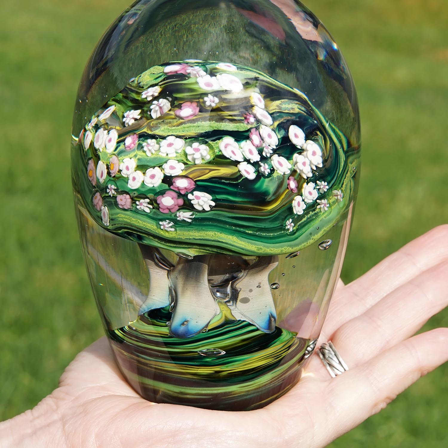 Cherry Blossom Tree Paperweight | New Zealand Glass Art | Lava Glass