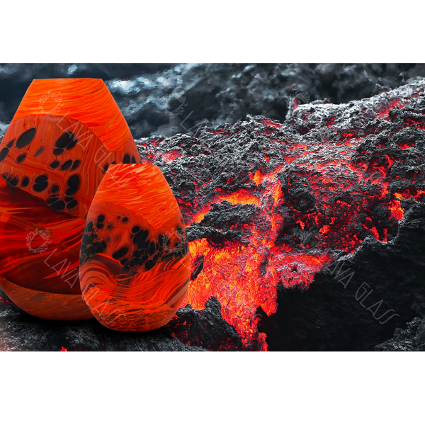 Fiery Mountain Volcanic Rock | Collectable Glass Art | Lava Glass