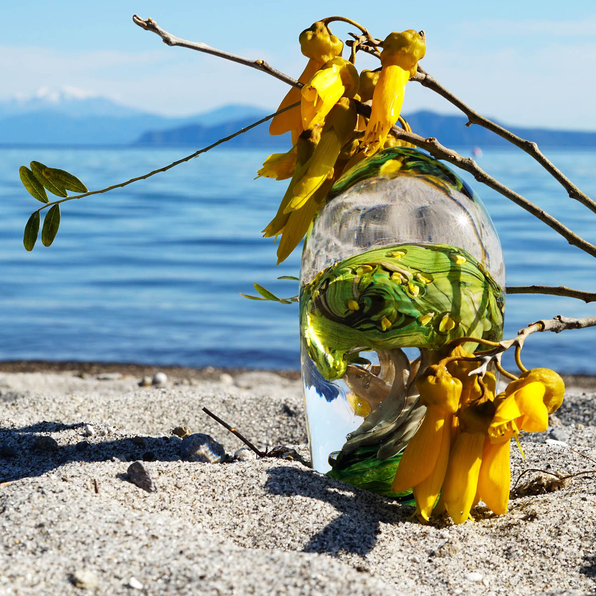 Kowhai Tree Paperweight | New Zealand Glass Art | Lava Glass