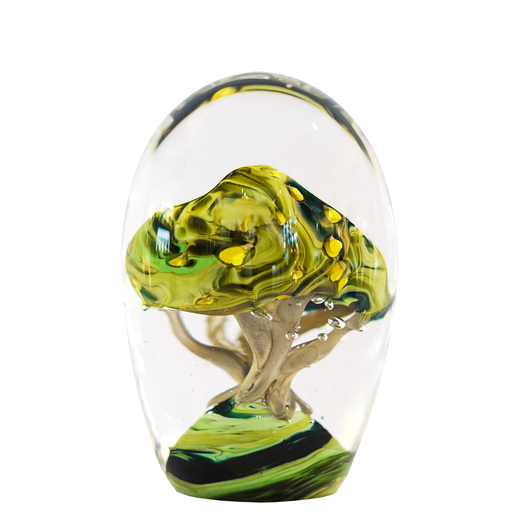 Kowhai Tree Paperweight | New Zealand Glass Art | Lava Glass
