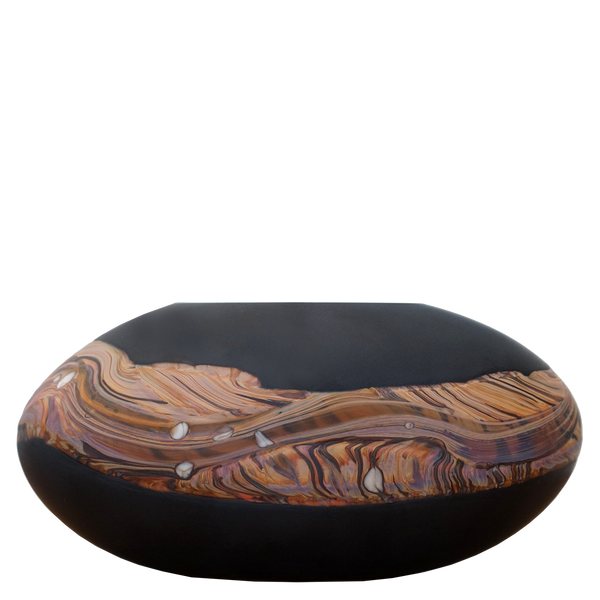 Obsidian River Stone | Collectable Glass Art | Lava Glass