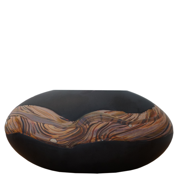 Obsidian River Stone | Collectable Glass Art | Lava Glass