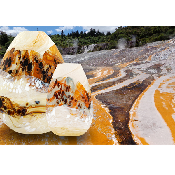 Steamy Landscape Volcanic Rock | New Zealand Glass Art | Lava Glass